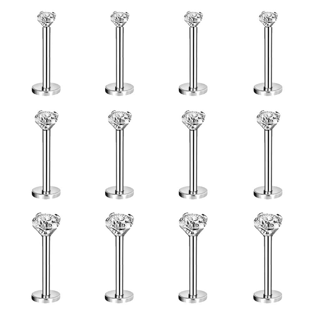 12Pcs/set 16G Push in Labret Lip Studs Rings Threadless Monroe Medusa ...