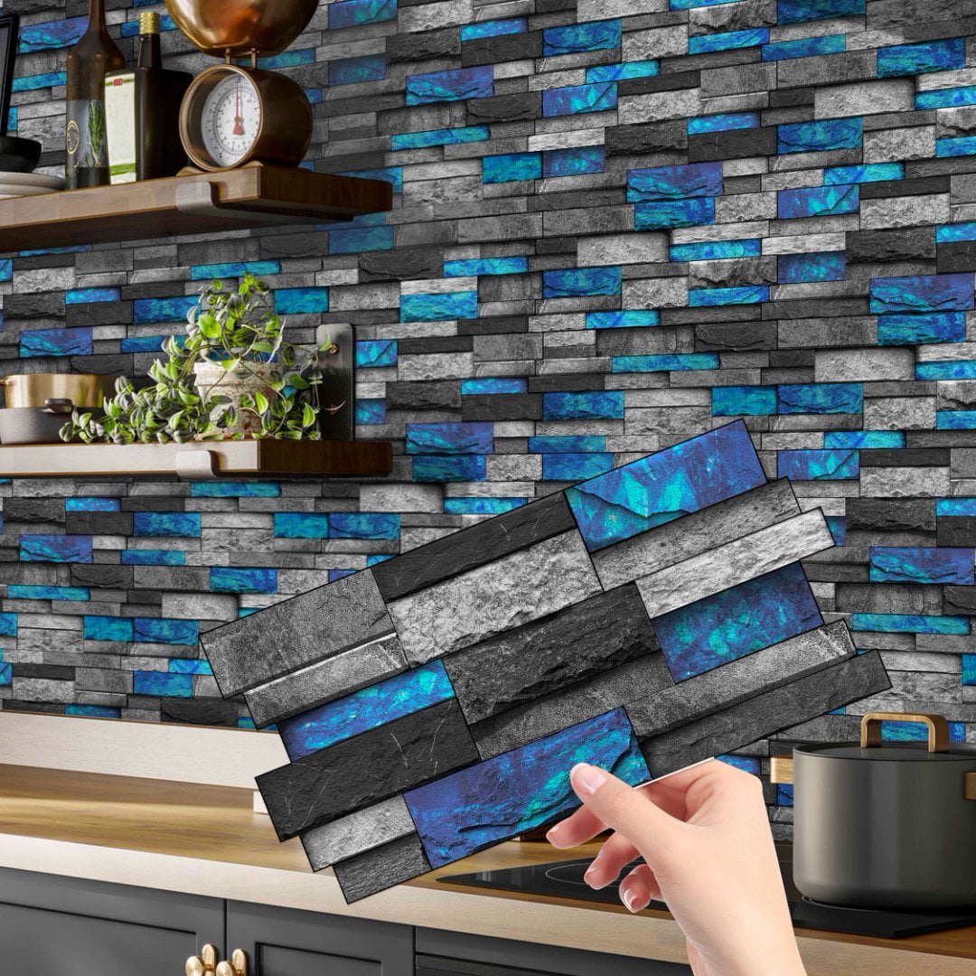 12Piece Kitchen Backsplash Tiles Stickers Wall Decals 4.72 x 9.68inch ...