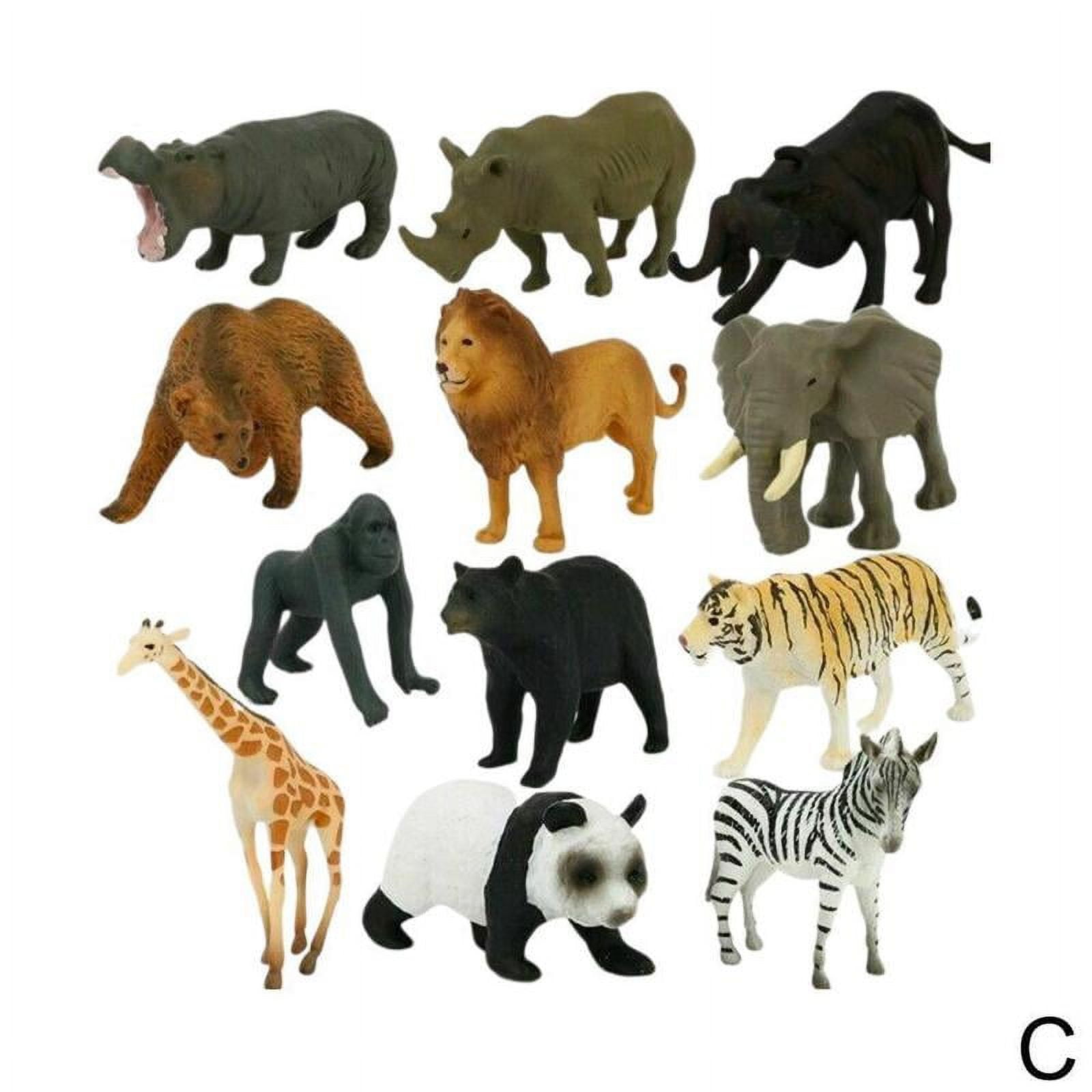 12Piece Plastic Animal Model Set Jungle Ocean and Zoo Figures for Kids ...