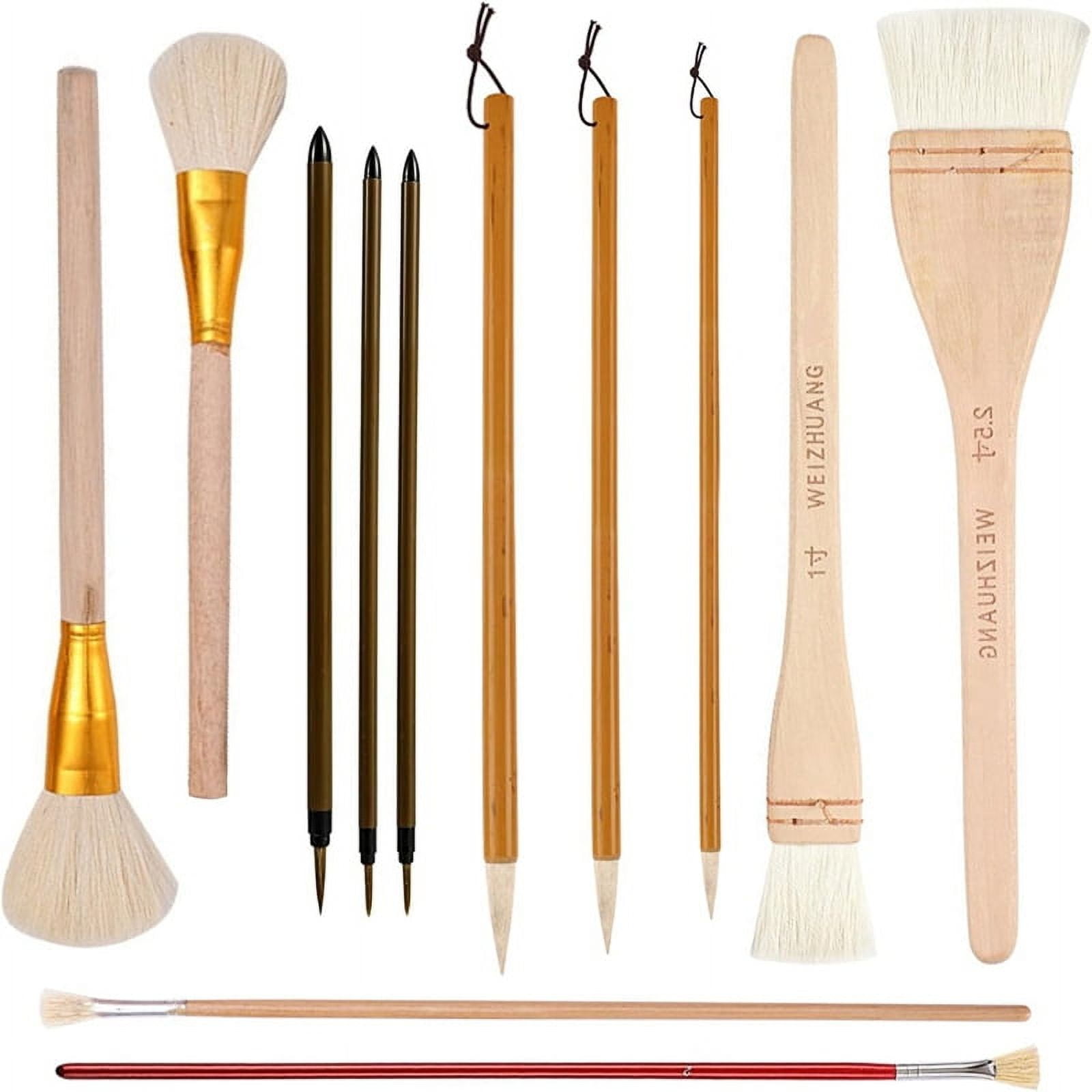12Piece Pottery Glaze Brush Set Assorted Shapes for Pottery, Watercolor ...