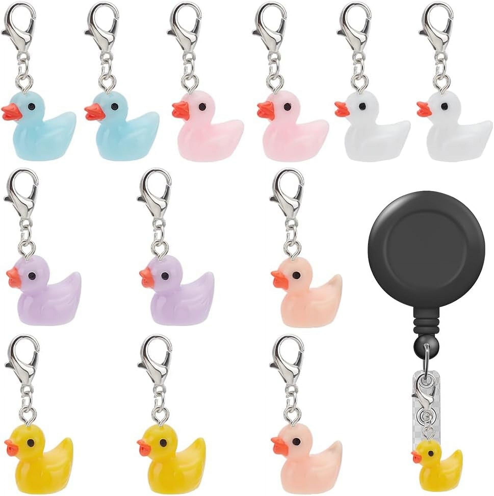 12Pieces Badge Reel Charm for Student Nurse Teacher Lovely Mini Duck ...