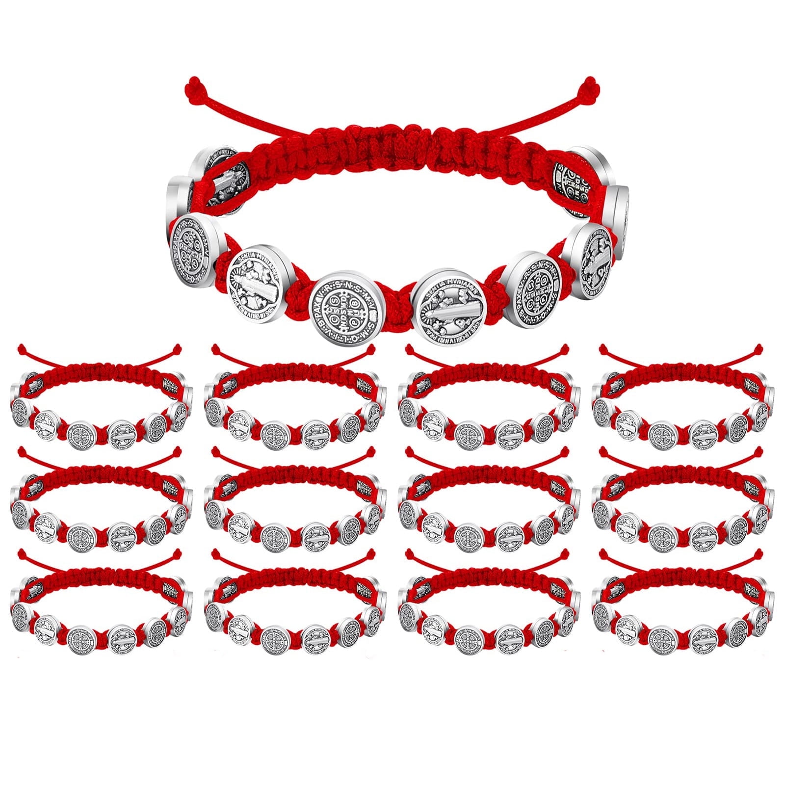 12Pieces Pack San Benito Bracelets Protection Handmade Red Black Cord ...
