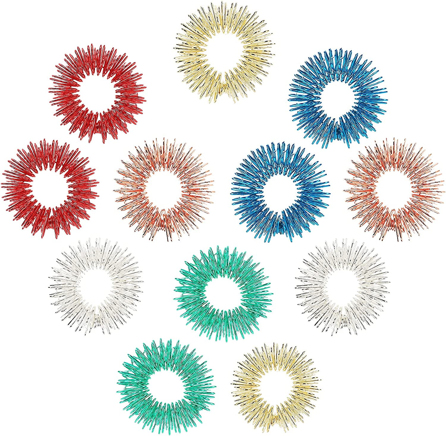 12Pieces Spiky Sensory Finger Rings Acupressure Ring Set Great Spikey ...