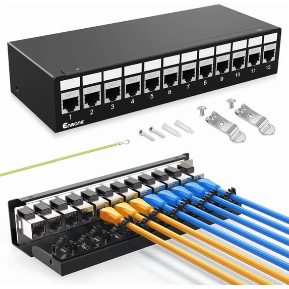 12Port Patch Panel CAT7 Keystone Patch Panel Shielded Network Patch ...