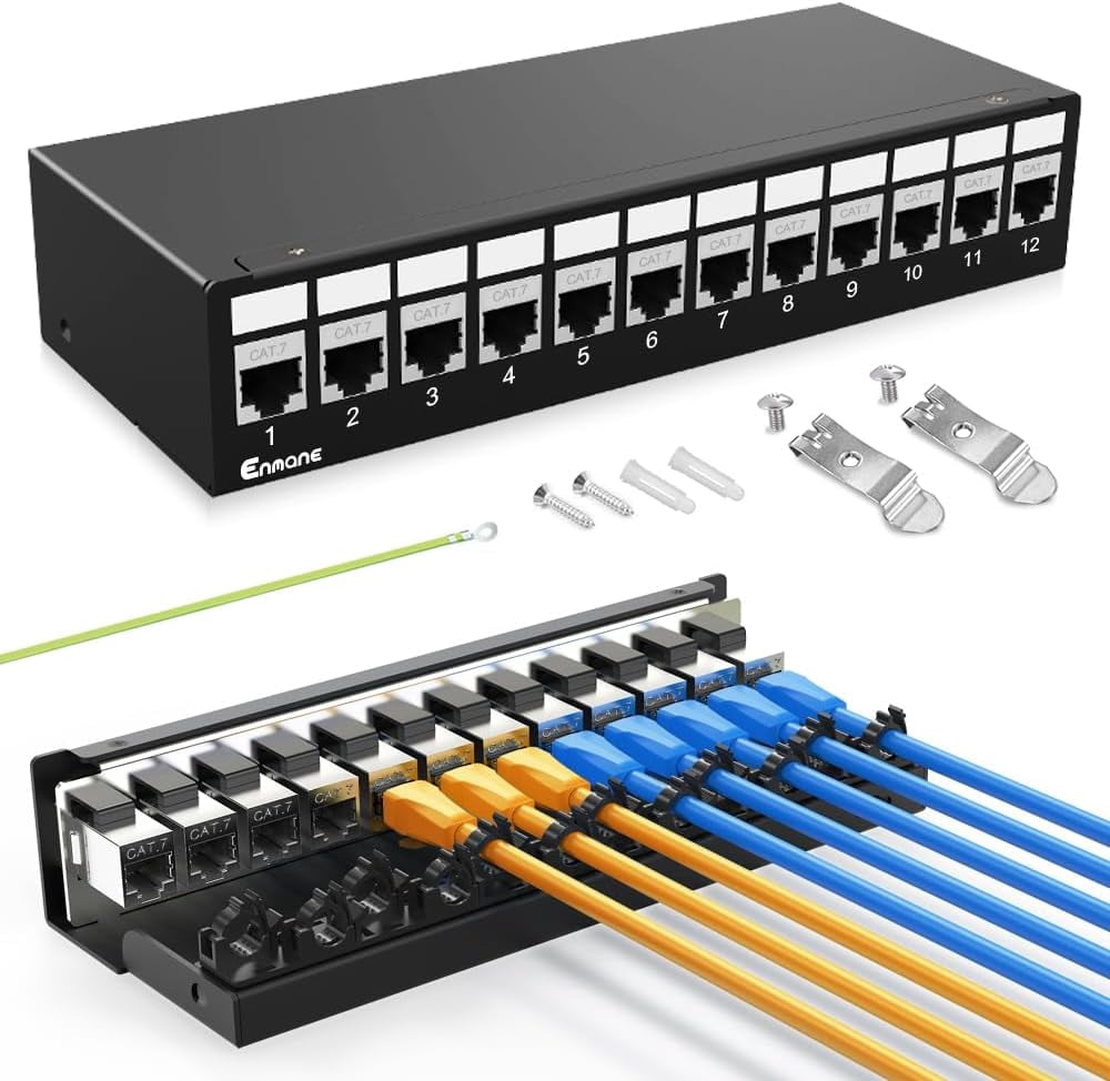 12Port Patch Panel CAT7 Keystone Patch Panel Shielded Network Patch ...