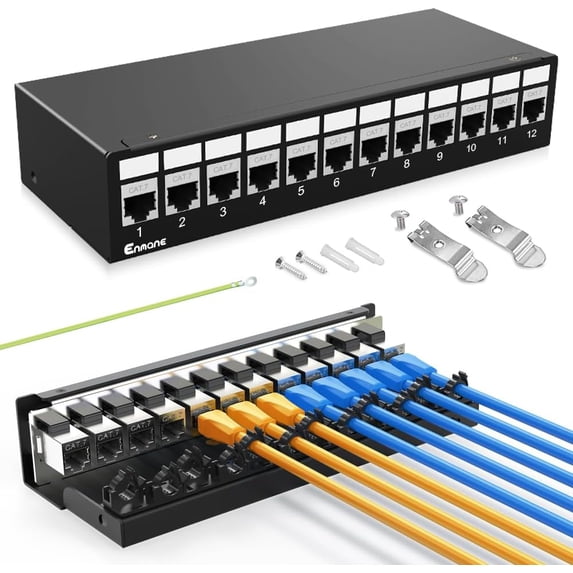 12Port Patch Panel CAT7 Keystone Patch Panel Shielded Network Patch ...