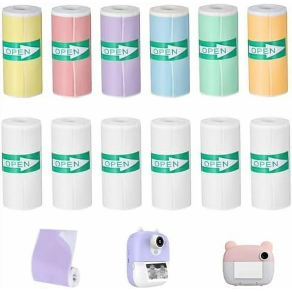 12Rolls Mini Thermal Sticker Paper for Printer Sticker Maker,57X25mm ...