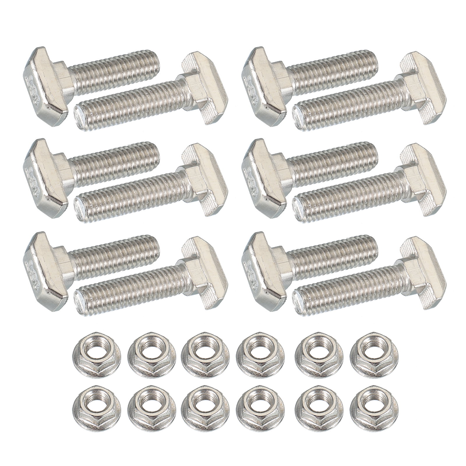 12Set T-Slot Bolts Drop-in Bolt Hammer Head with Hexagon Flange Nuts T ...
