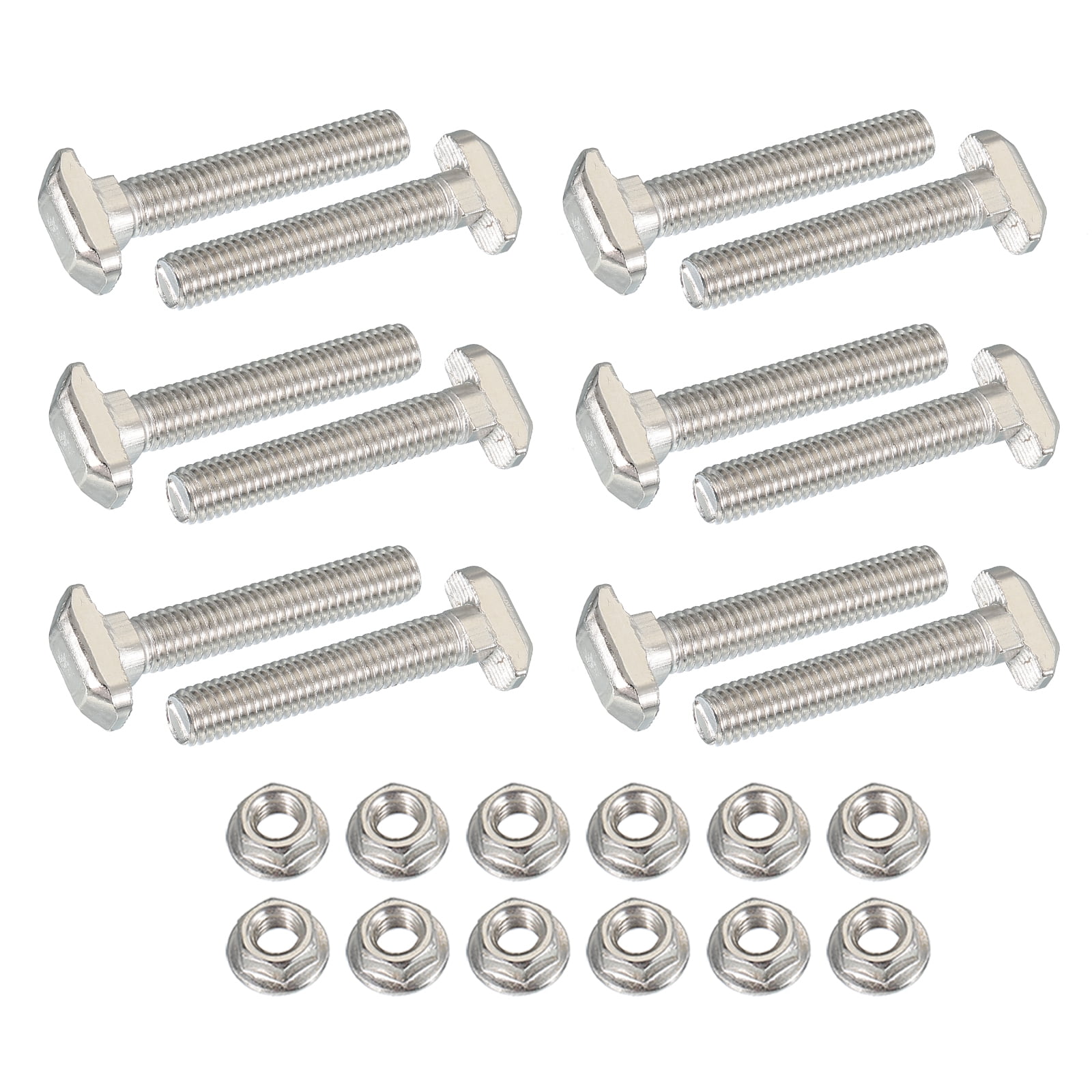 12Set T-Slot Bolts, Drop-in Bolt Hammer Head with Hexagon Nuts T-Bolt ...