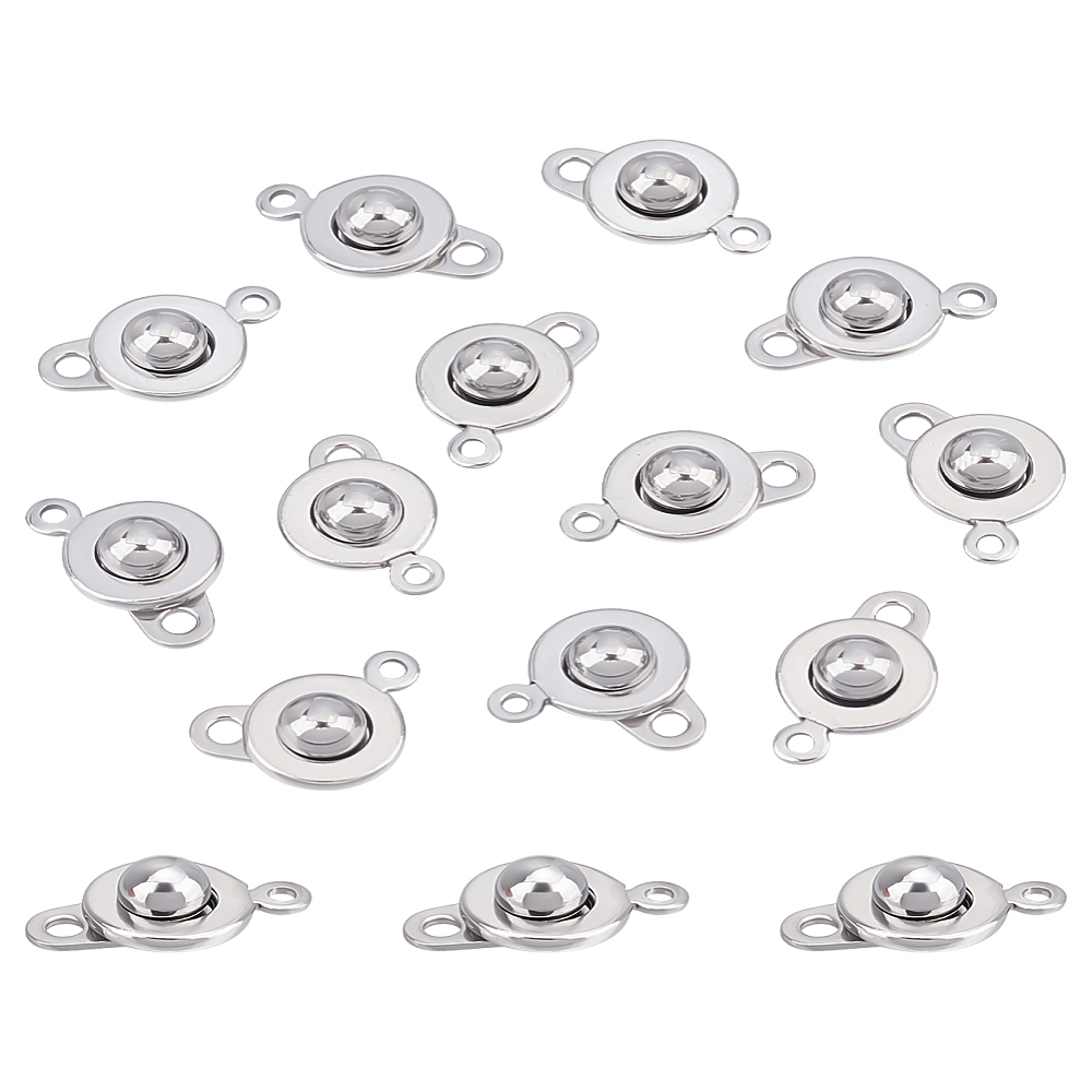 12Sets 201 Stainless Steel Snap Clasps Round Stainless Steel Color ...