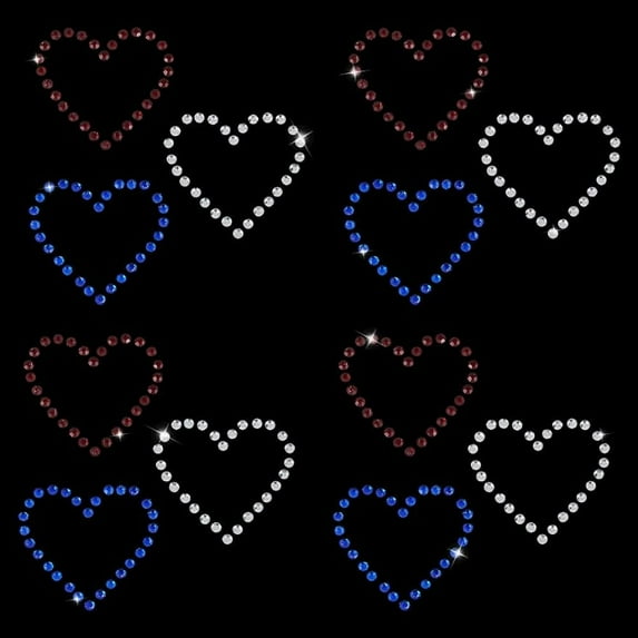 12Sheets Heart Rhinestone Iron on Transfer Glitter 3 Colors Heart ...