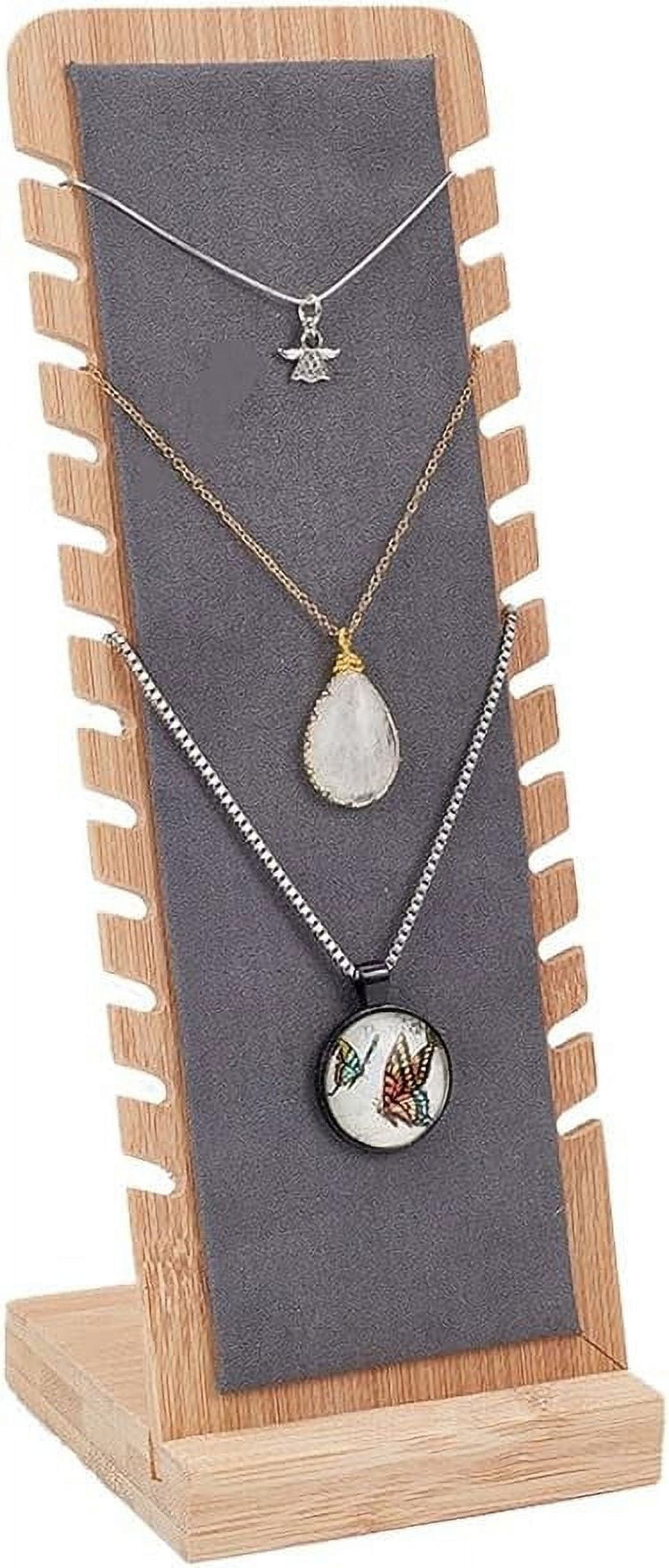 12Slots Necklace Display Stand Wooden Vertical Necklace Holder ...