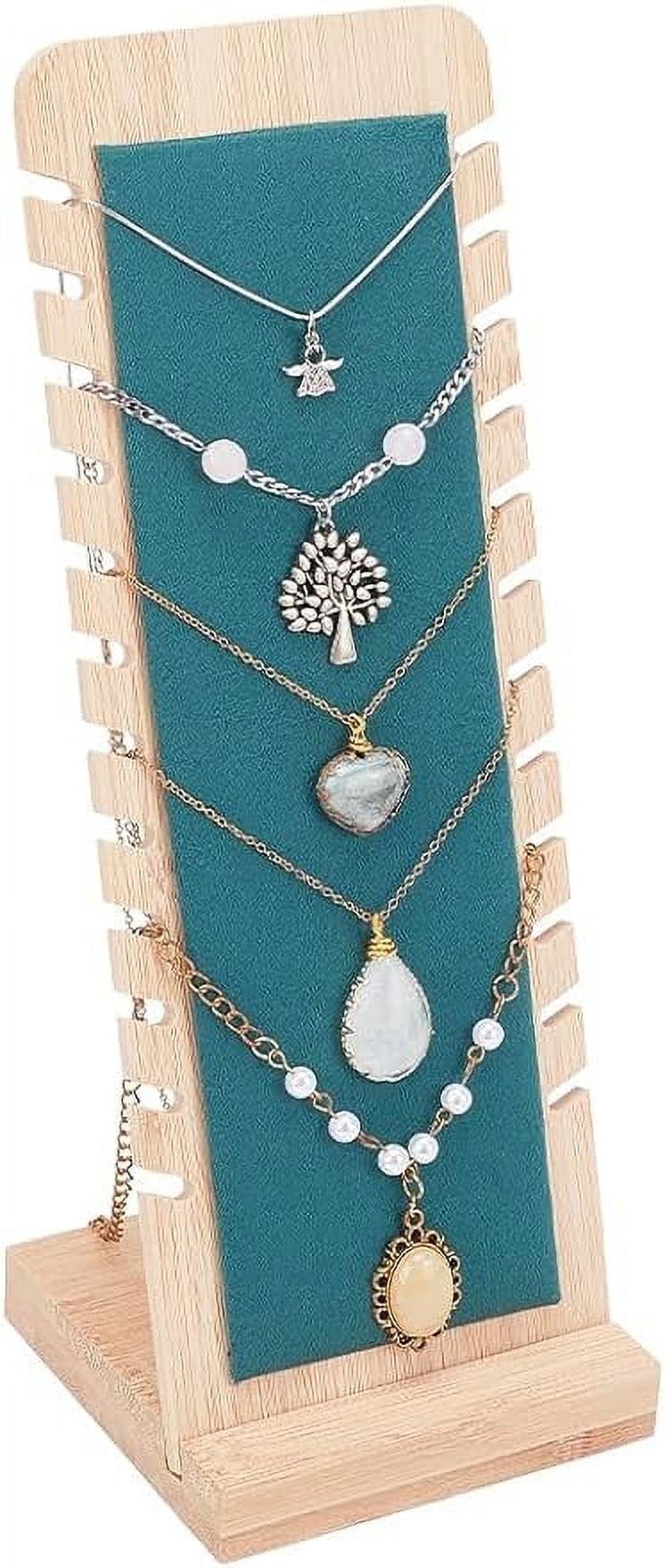 12Slots Necklace Holder Stand Bamboo Jewelry Display Stand Tabletop ...