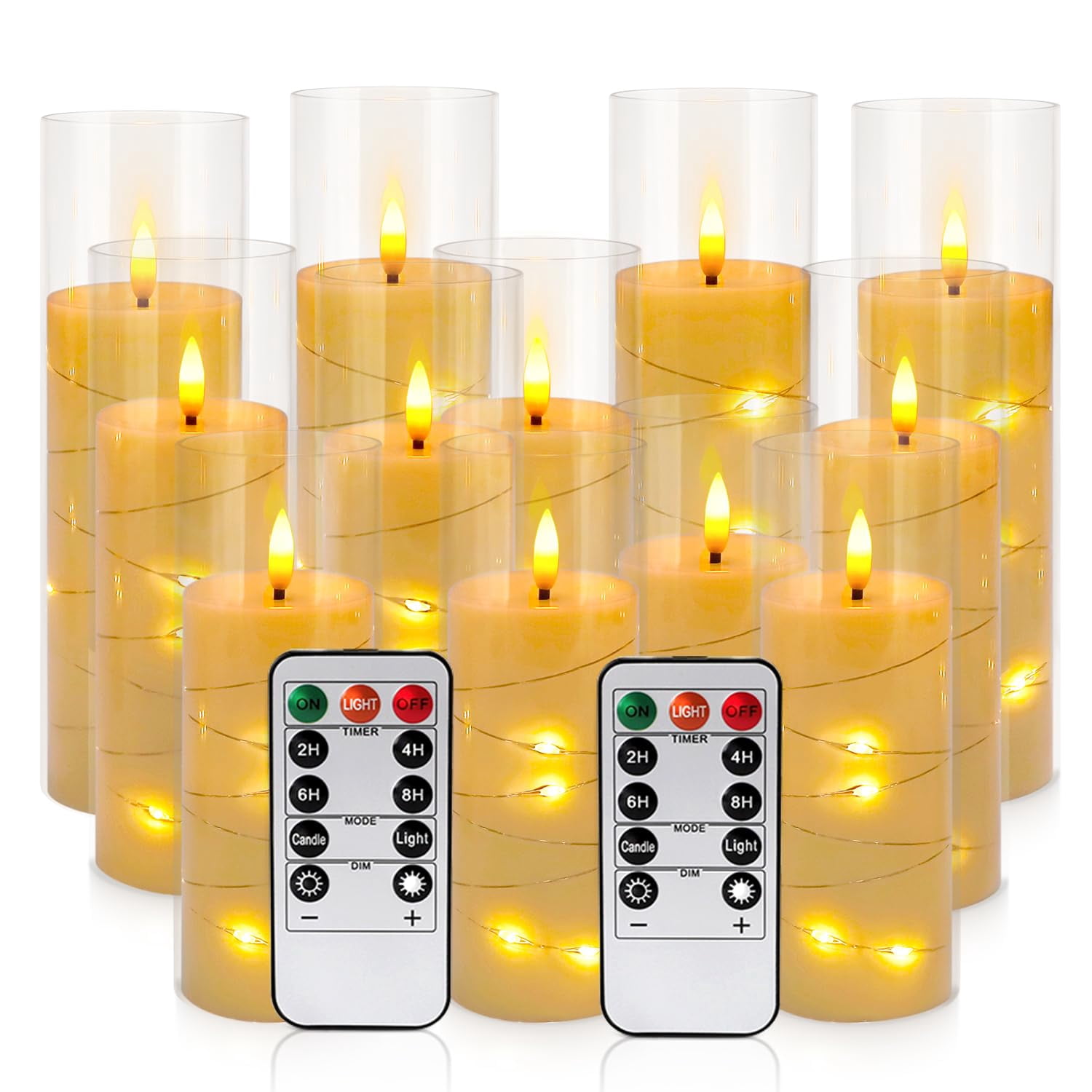 12String-Ivory LED Realistic Moving Wick Flickerless Battery Operated ...