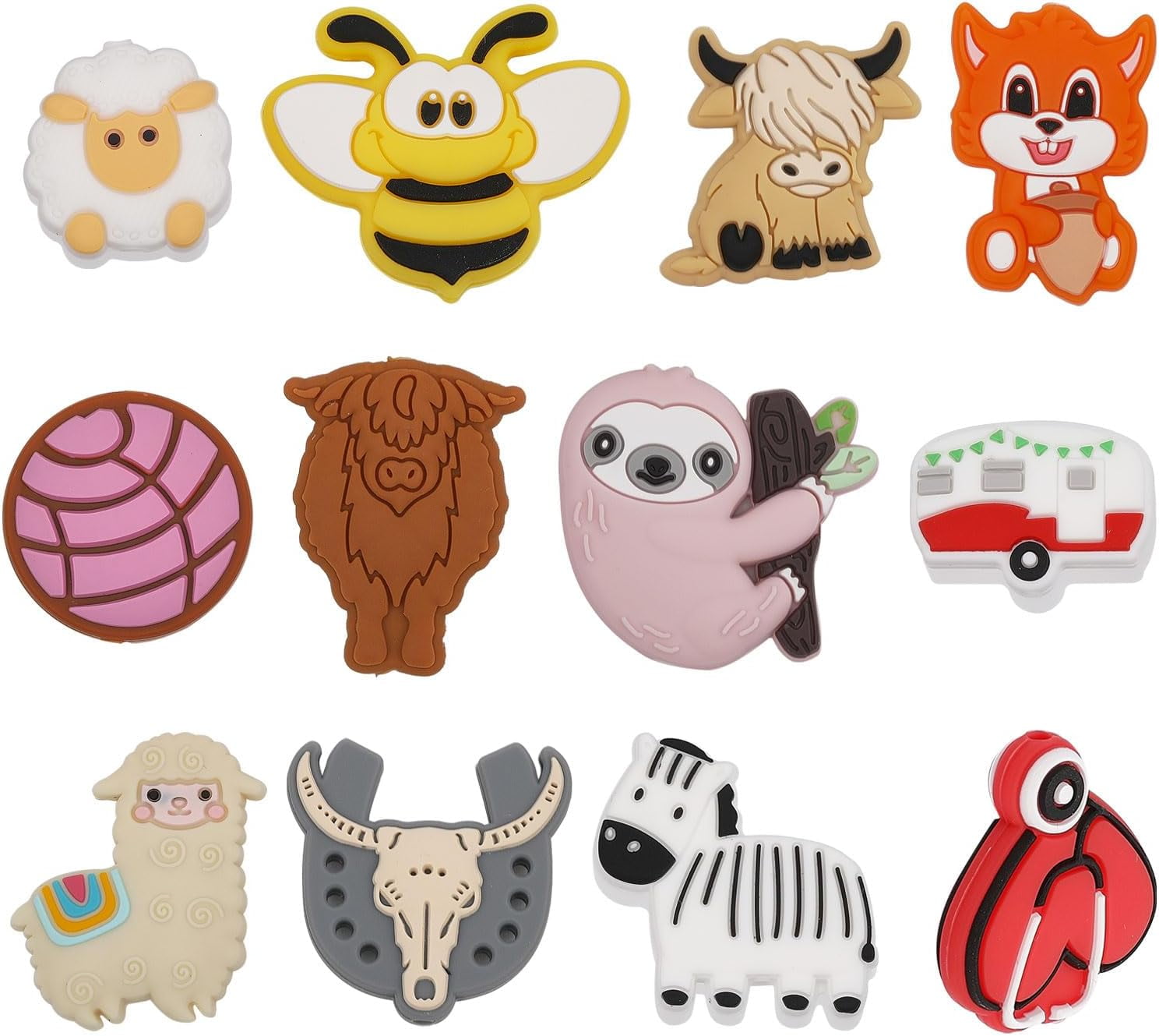 12Styles Animals Shape Beads Bulk Silicone Focal Beads Colorful Animal ...