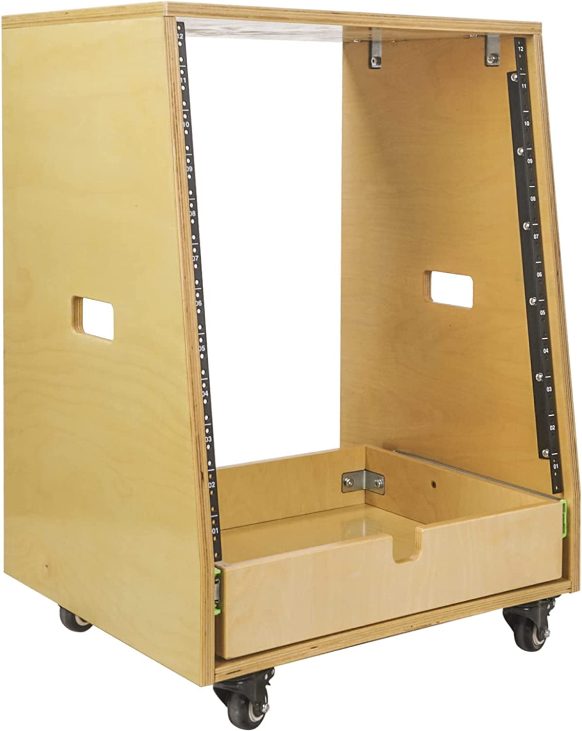 12U DIY Solid Baltic Birch Plywood Slanted Studio Rack with 12U Rack ...