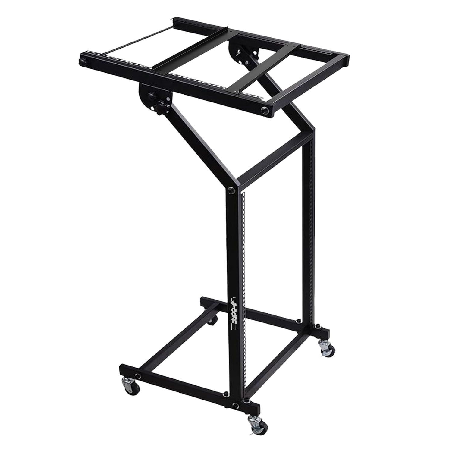 12U Heavy-Duty Adjustable DJ Rack Stand with Locking Wheels – 2-Tier ...