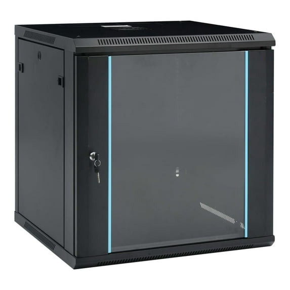 12U Network Cabinet Wall Mount 19" Server Rack Black IP20 23.6x23.6x25 ...