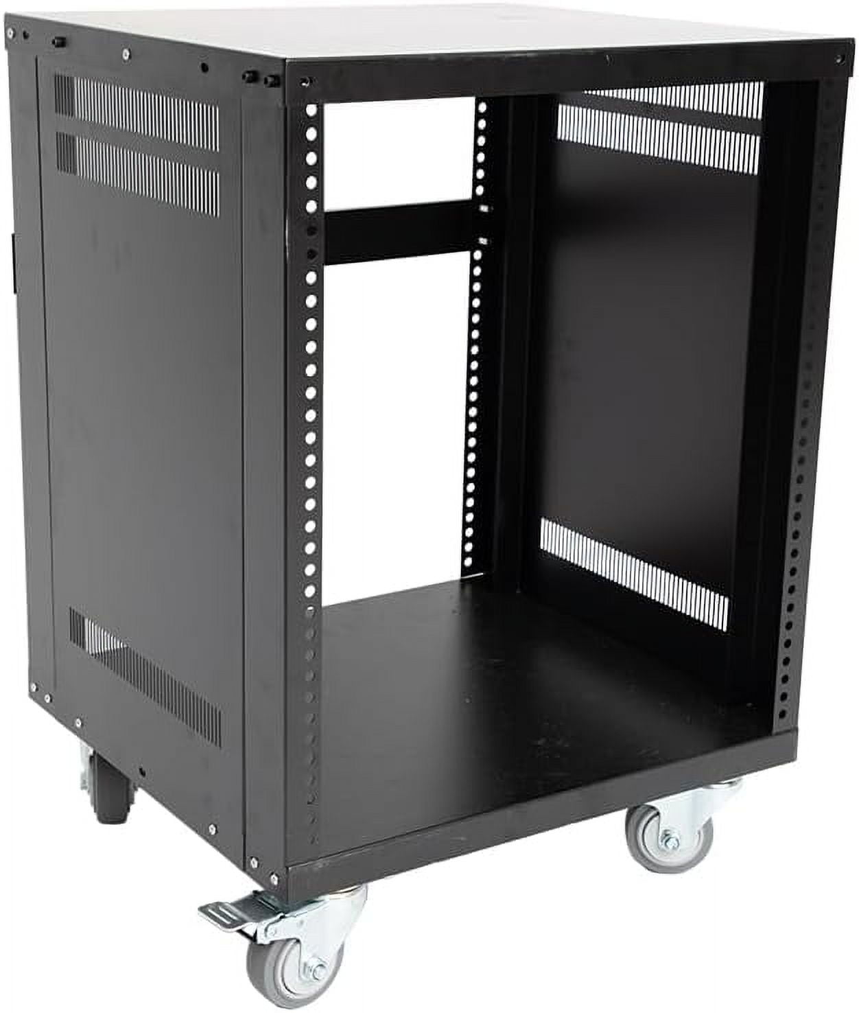 12U Rolling Equipment Rack Stand, Network Rack Stereo Rack with Locking Swivel Caster Wheels ...