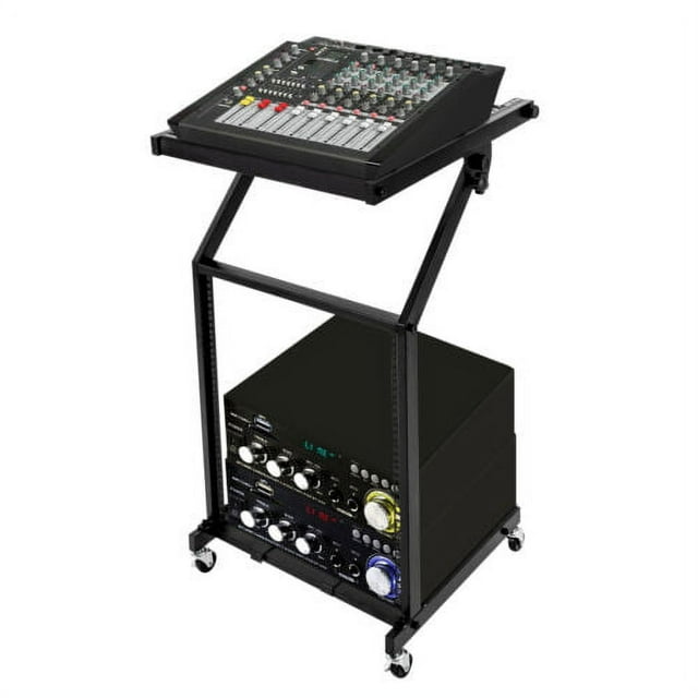 12U Rolling Rack Mount Mixer Case Stand Studio Equipment Cart Stage Amp ...
