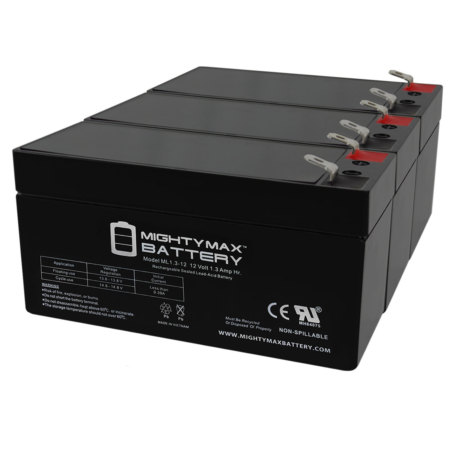 12V 1.3Ah Battery Replacement for Hitachi HP1.2-12 - 3 Pack - Walmart.com