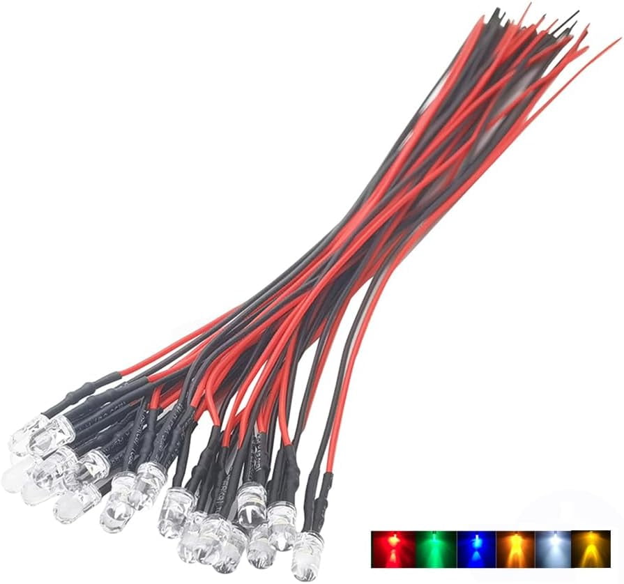 12V 1.5 Hz Blinking LED Lights Emitting Diodes, Pre Wired 7.9 Inch DC ...