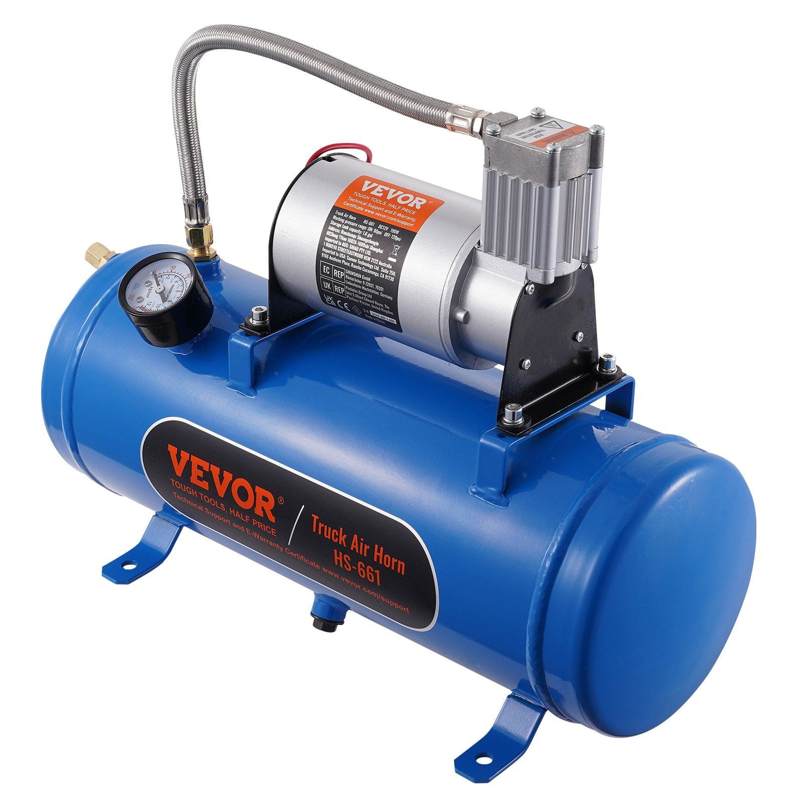 12V 1.6 Gallon 6L Air Compressor with Tank 120 PSI Onboard System for ...