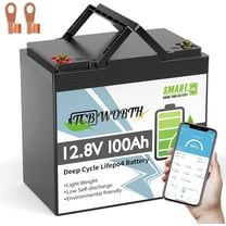 12V 100Ah LiFePO4 Battery, DJLBERMPW Lithium Battery 4000+ Deep Cycle 100A Smart BMS for RV ...