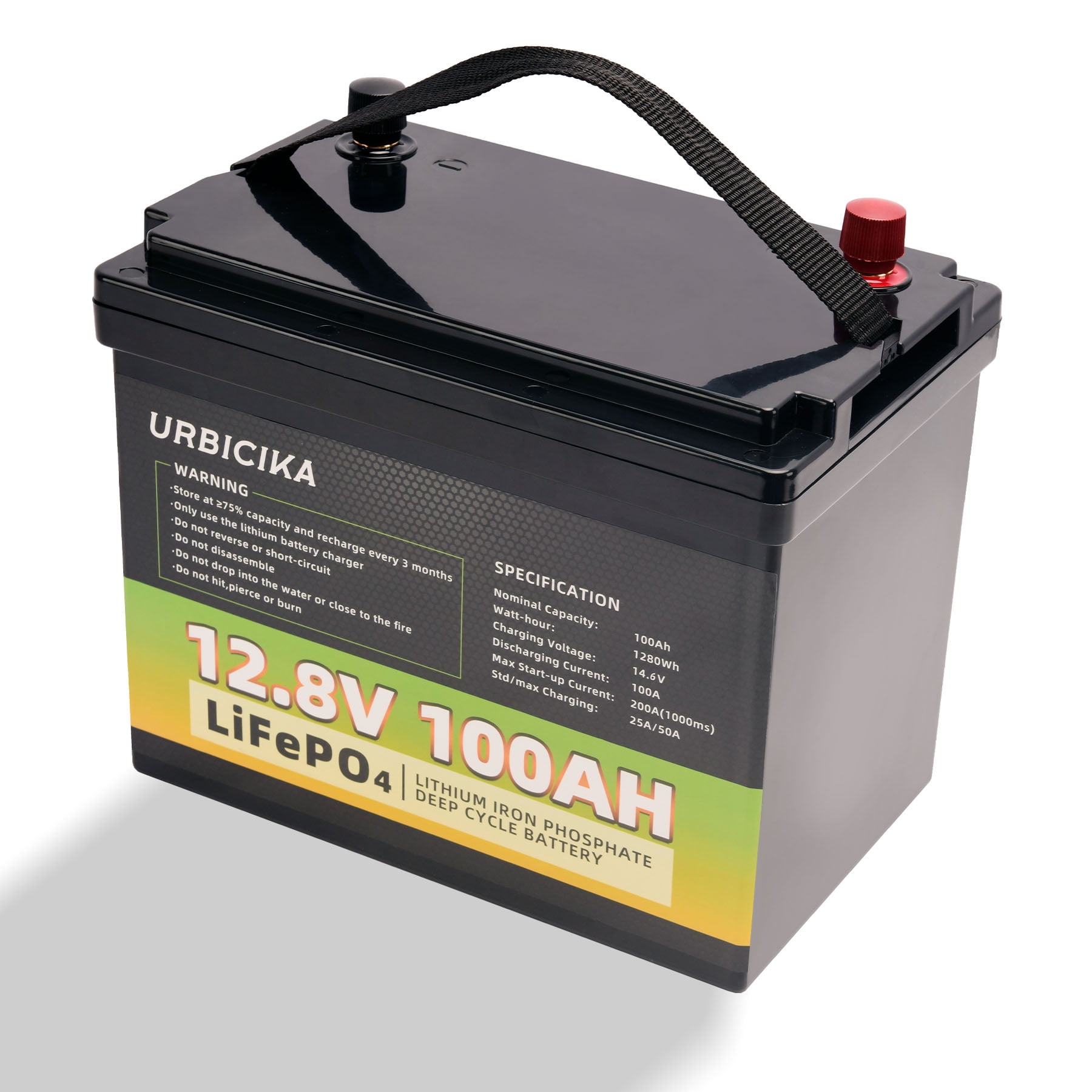 Eurobike 12V 100AH LiFePO4 Lithium Battery with 100A BMS, Lightweight ...