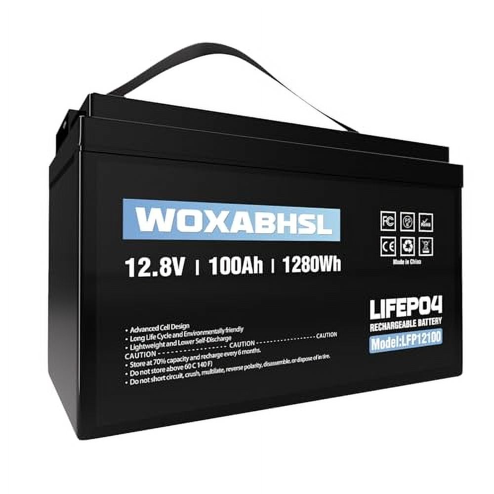 12V 100Ah LiFePO4 Lithium Battery, 12.8V 100Ah with BMS, 1280Wh Output, 4000-15000 Deep Cycles ...