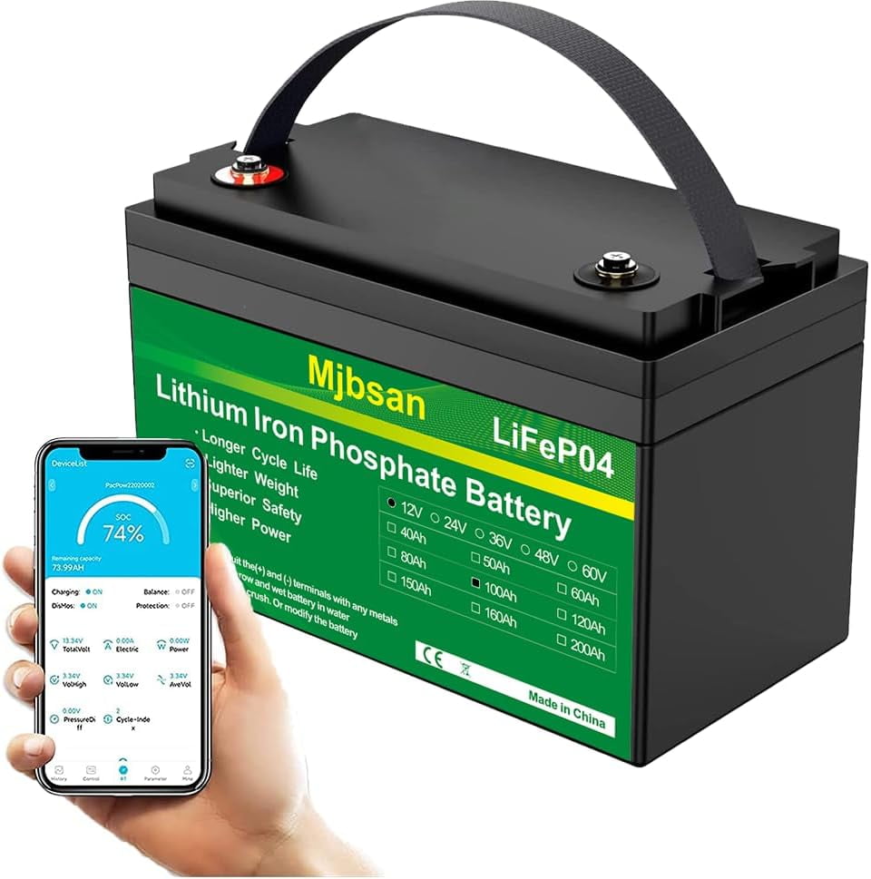12V 100Ah LiFePO4 Lithium Battery, Bluetooth Lithium Battery, 100A BMS ...