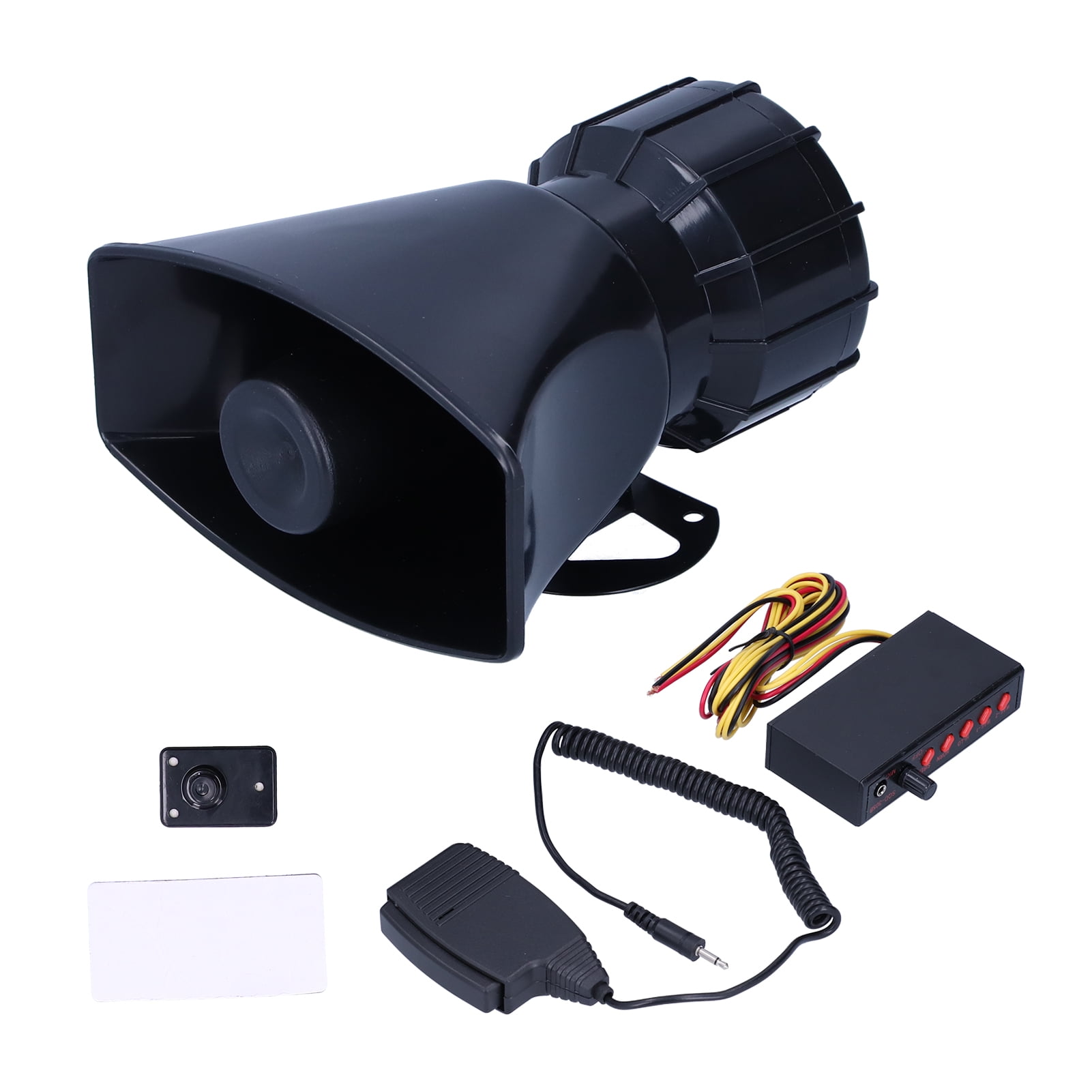 12V 100W Car Horn, 125DB Loud Megaphone with 5 Sound Options, Emergency ...