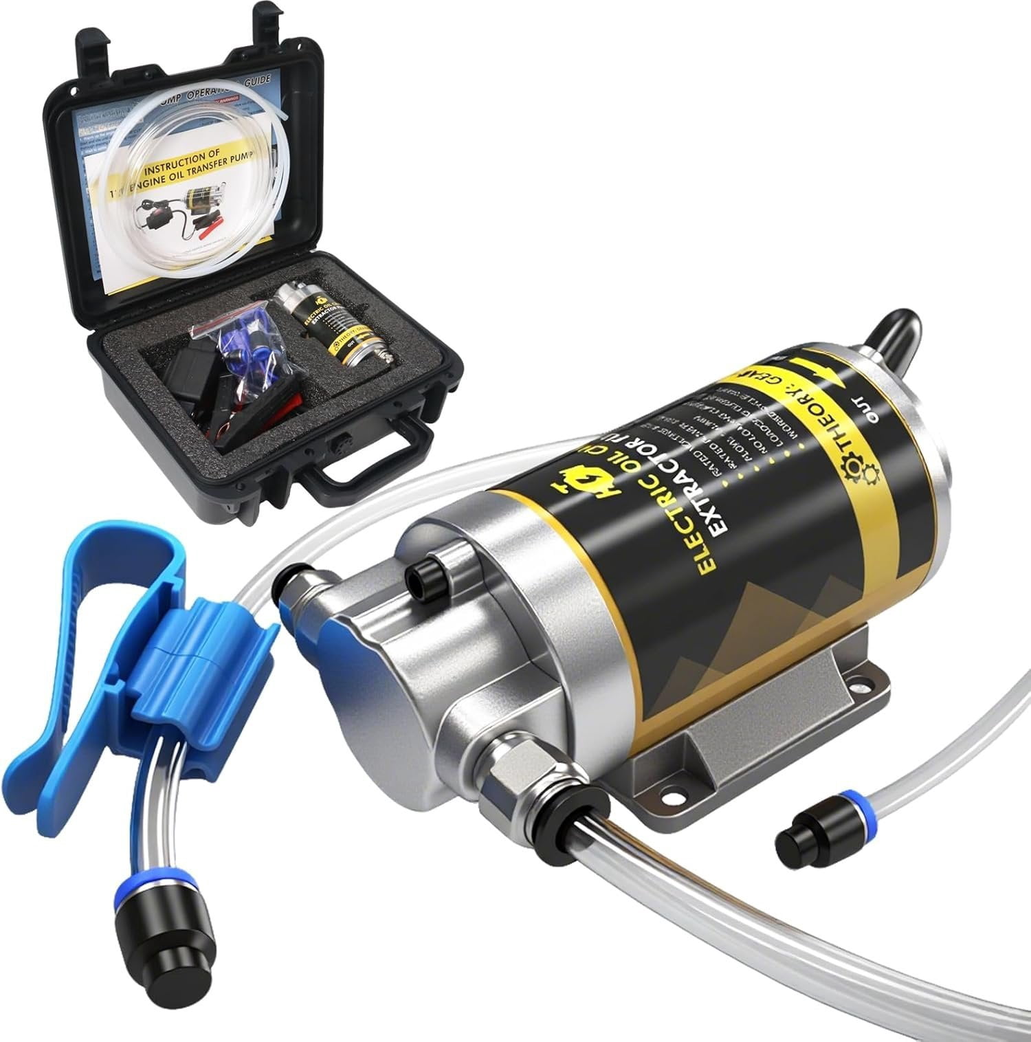 12V 100W Portable Oil Transfer Pump Set, 1-4L/min Oil Extractor Pump ...