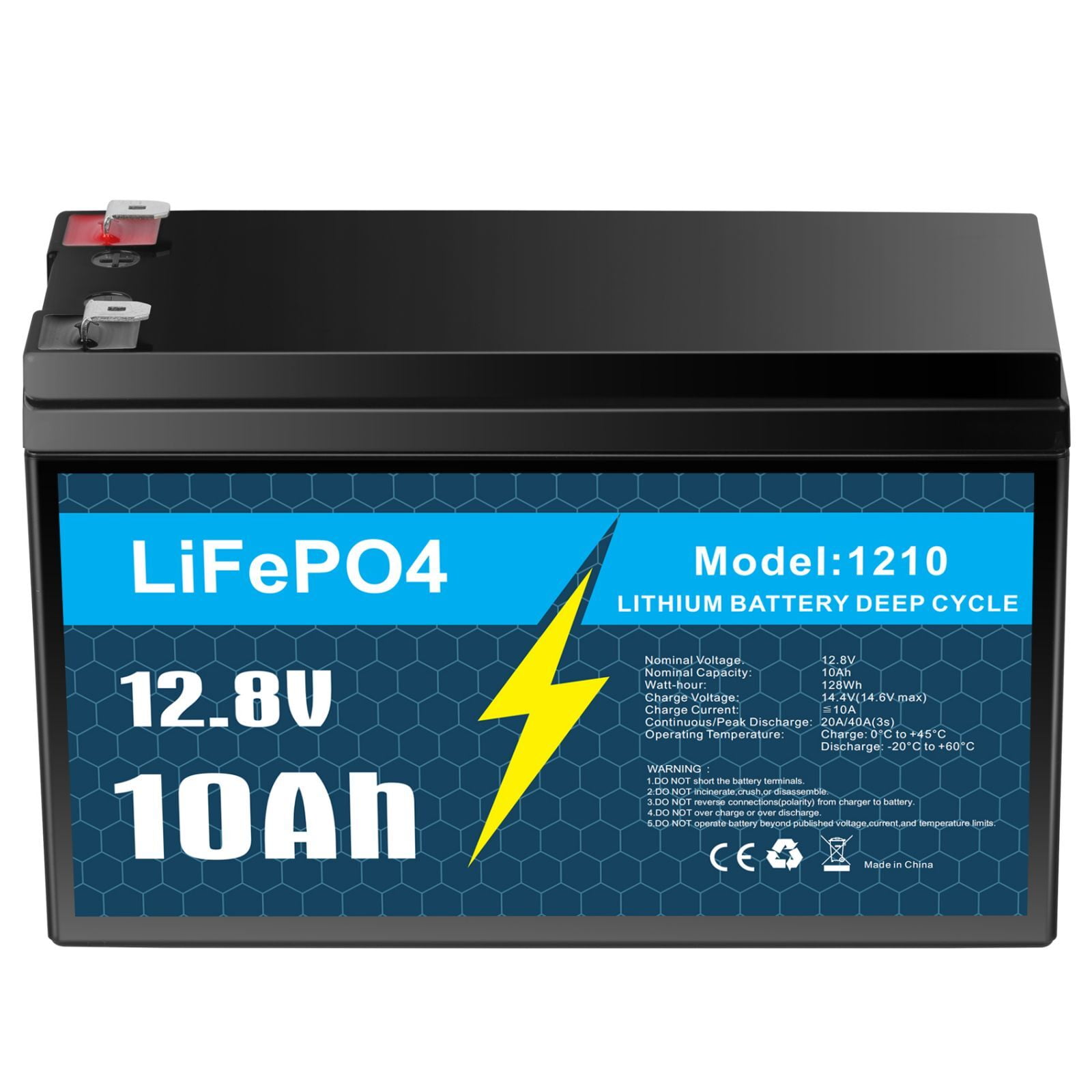 12V 10Ah LiFePO4 Lithium Iron Phosphate Deep Cycle Rechargeable Battery ...