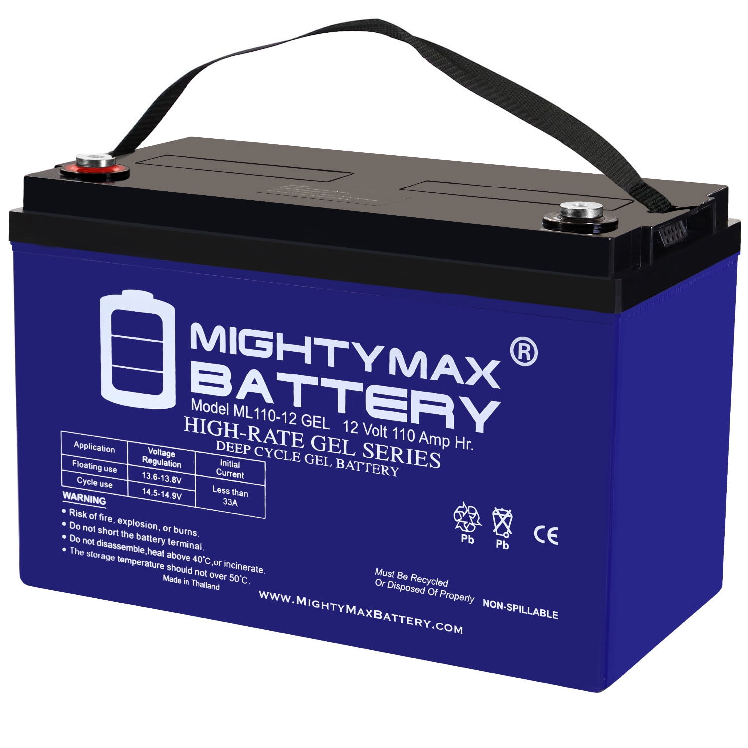 12V 110AH GEL Replacement Battery Compatible with Tysonic TY-12-110 ...
