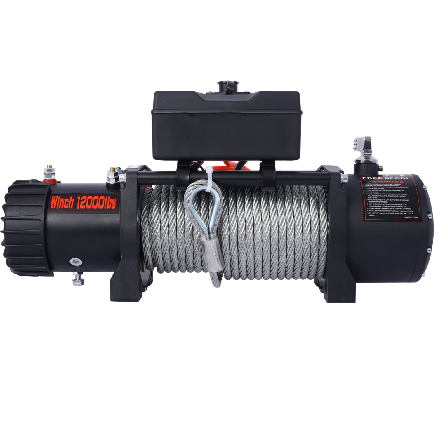 12V 12000LB Electric Winch Towing Trailer Steel Cable Off Road ...