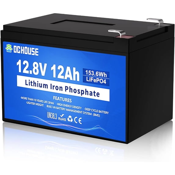 12V 12Ah LiFePO4 Lithium with 15A BMS, 10 Year Lifespan,10000+ Cycles ...