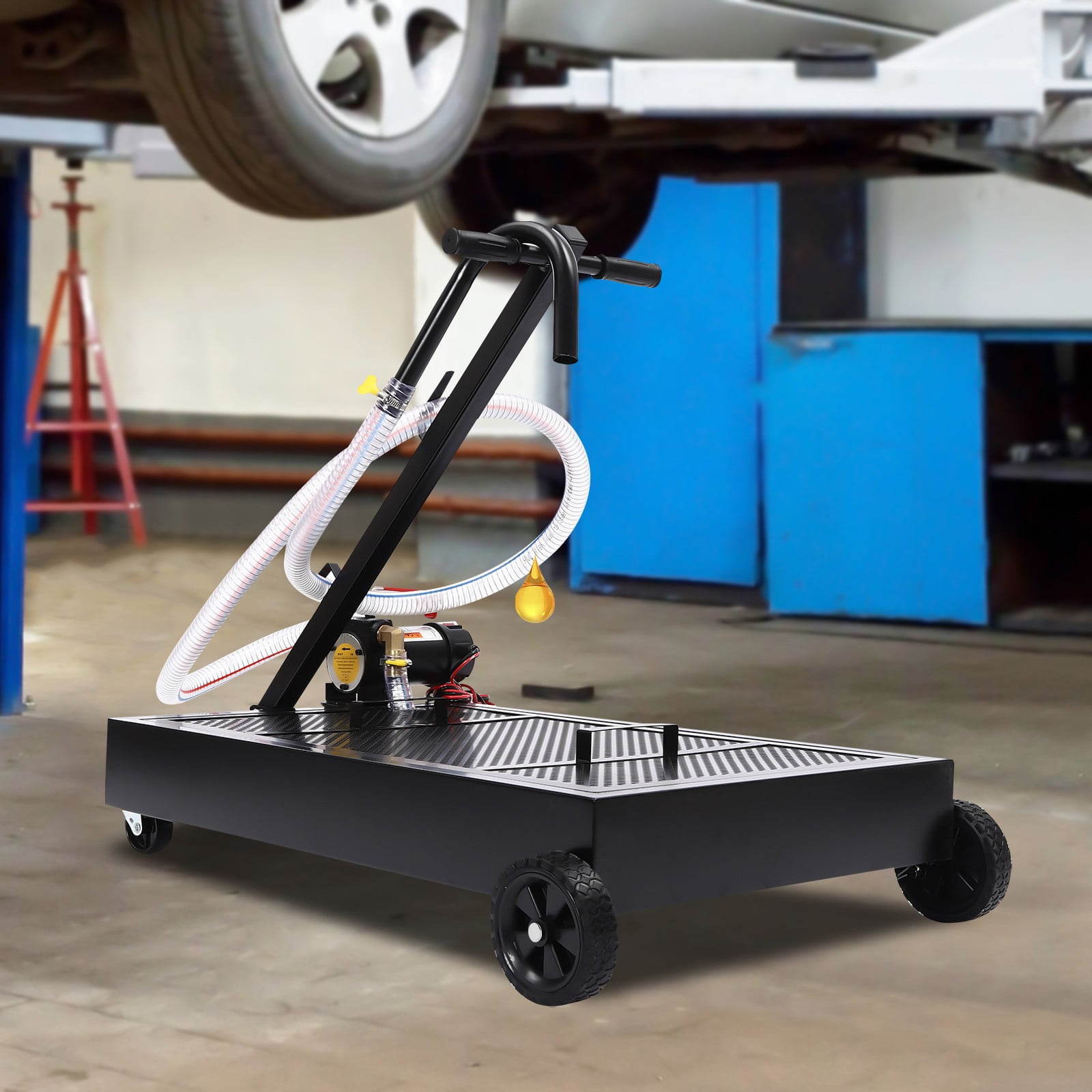 12V 15 Gallon Oil Drain Pan with Pump Oil Drain Pan Oil Drain Cart 8 ...