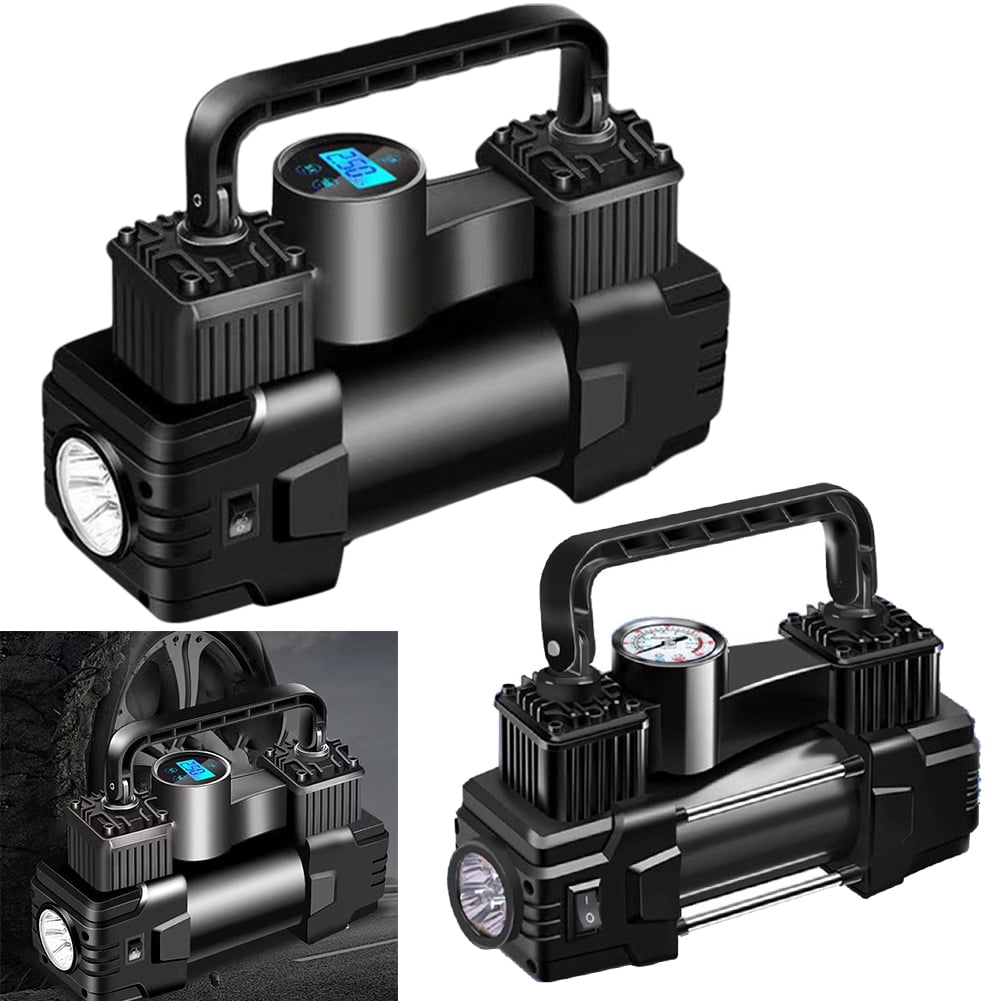 12V 150PSI Mini Air Compressor Dual Cylinder Heavy Duty Tire Inflator ...