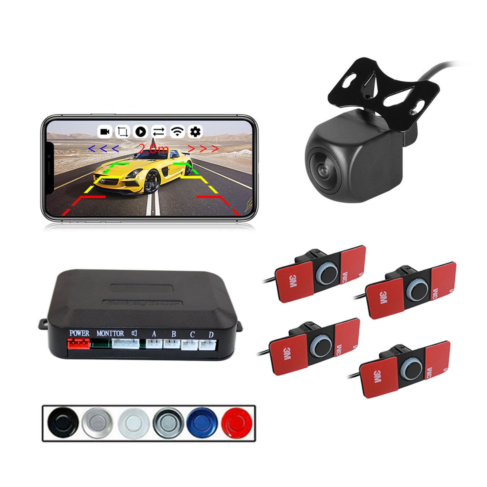 12V 16.5mm 4 Probe Car Parking Sensor Kit Reverse Backup Radar Sound ...