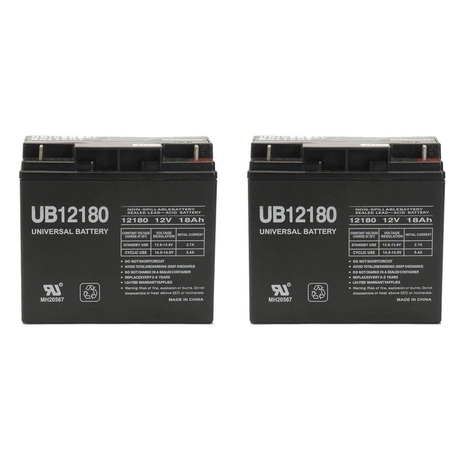 12V 18AH Batteries for Pride Go-Go Sport 4-Wheel Mobility Scooter - 2 ...