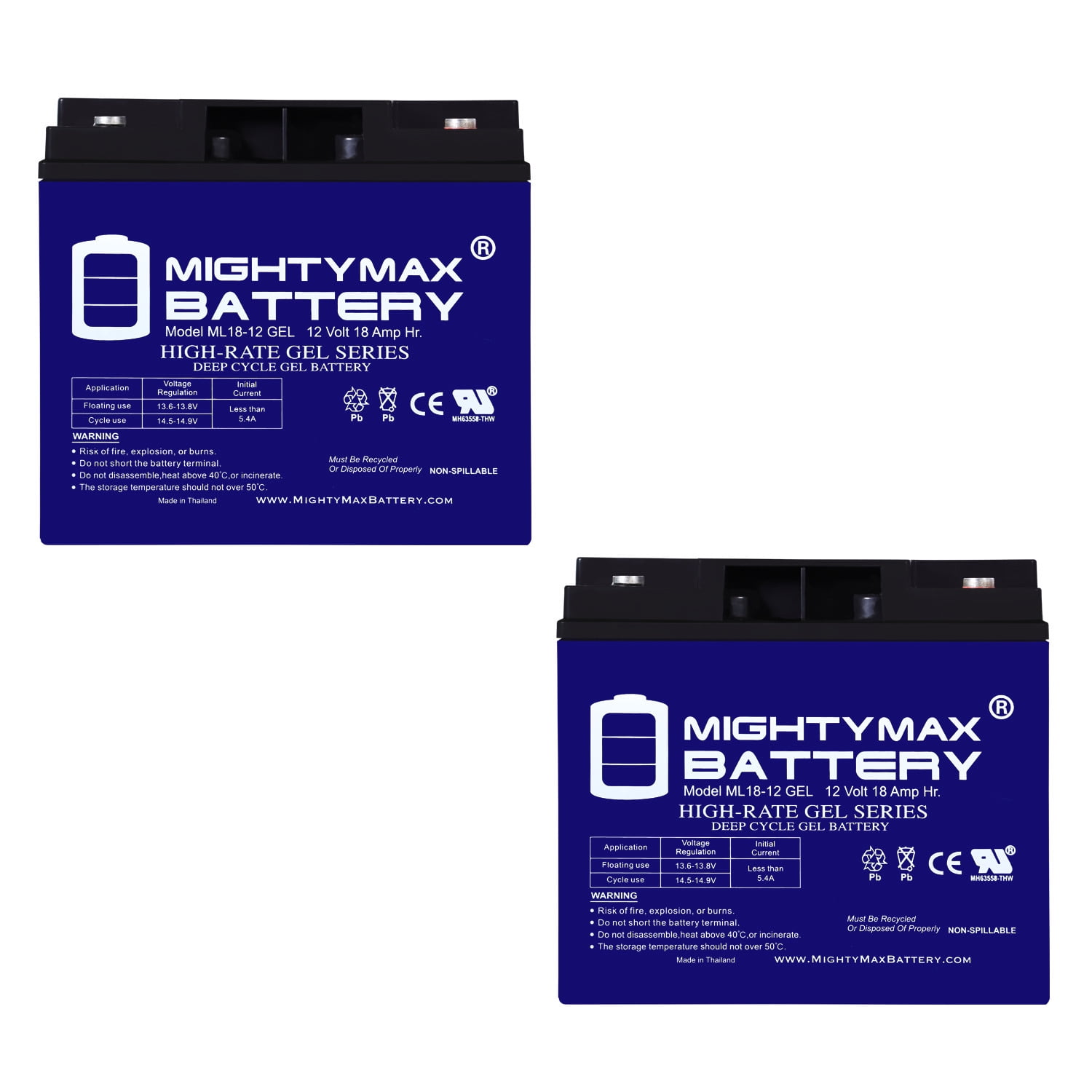 12V 18AH GEL Battery for BMW R1100RS, R1100RT Motorcycle - 2 Pack ...