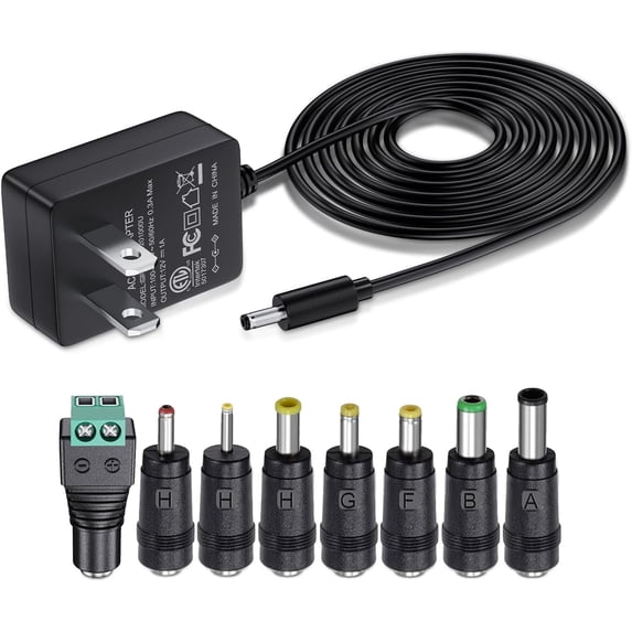 12V 1A AC Adapter Charger Replacement w/8 Tips, Regulated Power Supply ...