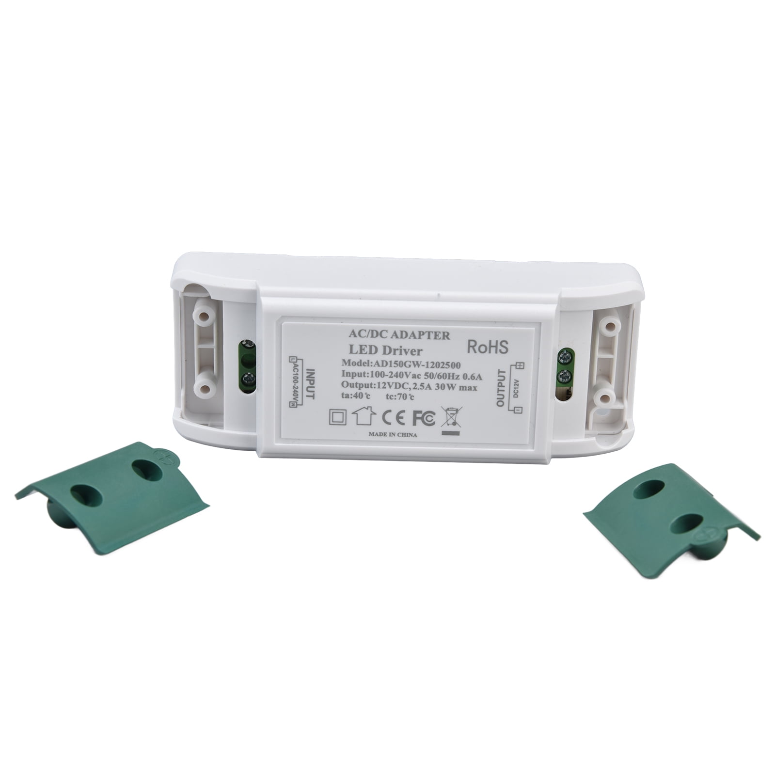 12V 2.5A LED Driver, 30W Power Supply, Universal 100,240V AC Input ...