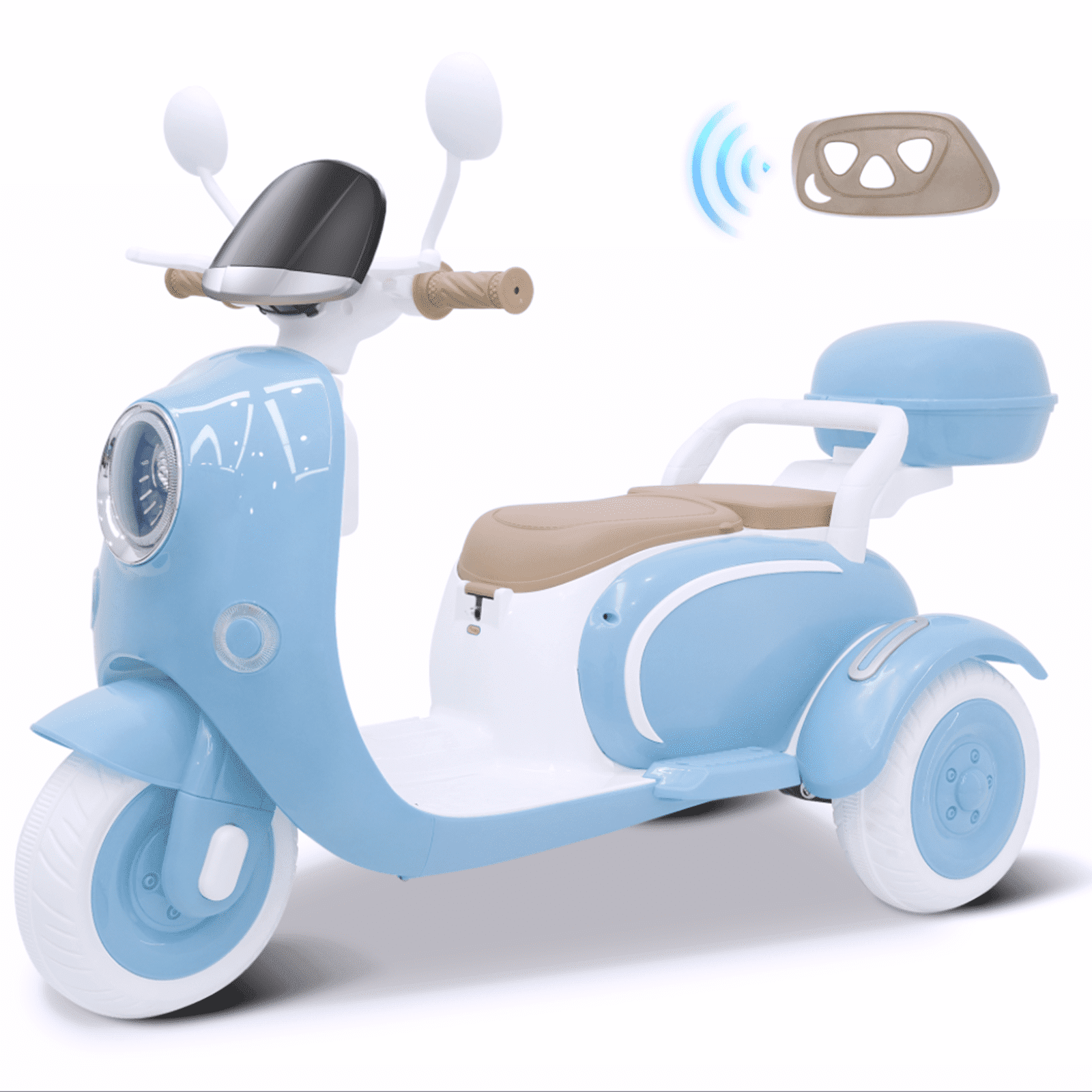 12V 2 Seater Ride on Motorcycle for Kids, Electric Moped Scooter with ...