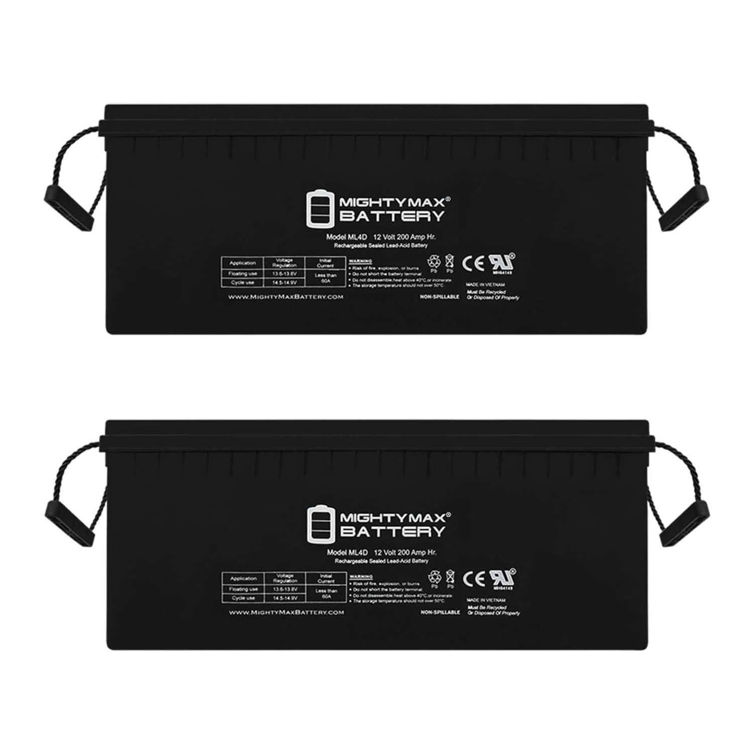 12V 200Ah 4D SLA Battery Replacement for Komatsu Excavators - 2 Pack ...
