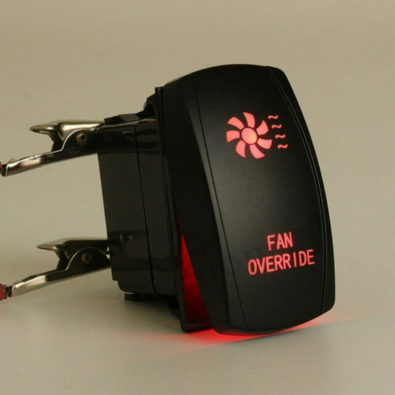 12V 20A 5 Pin Rocker Switch Control Red LED Fan Override For ATV UTV ...