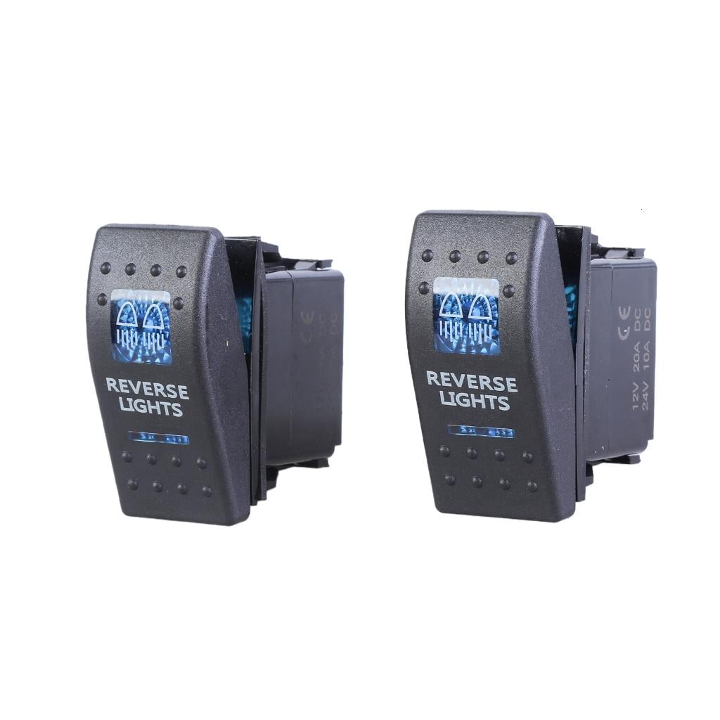 12V 20A Light Switches Blue LED Light 5 Pin 2 Position Rocker Toggle ...
