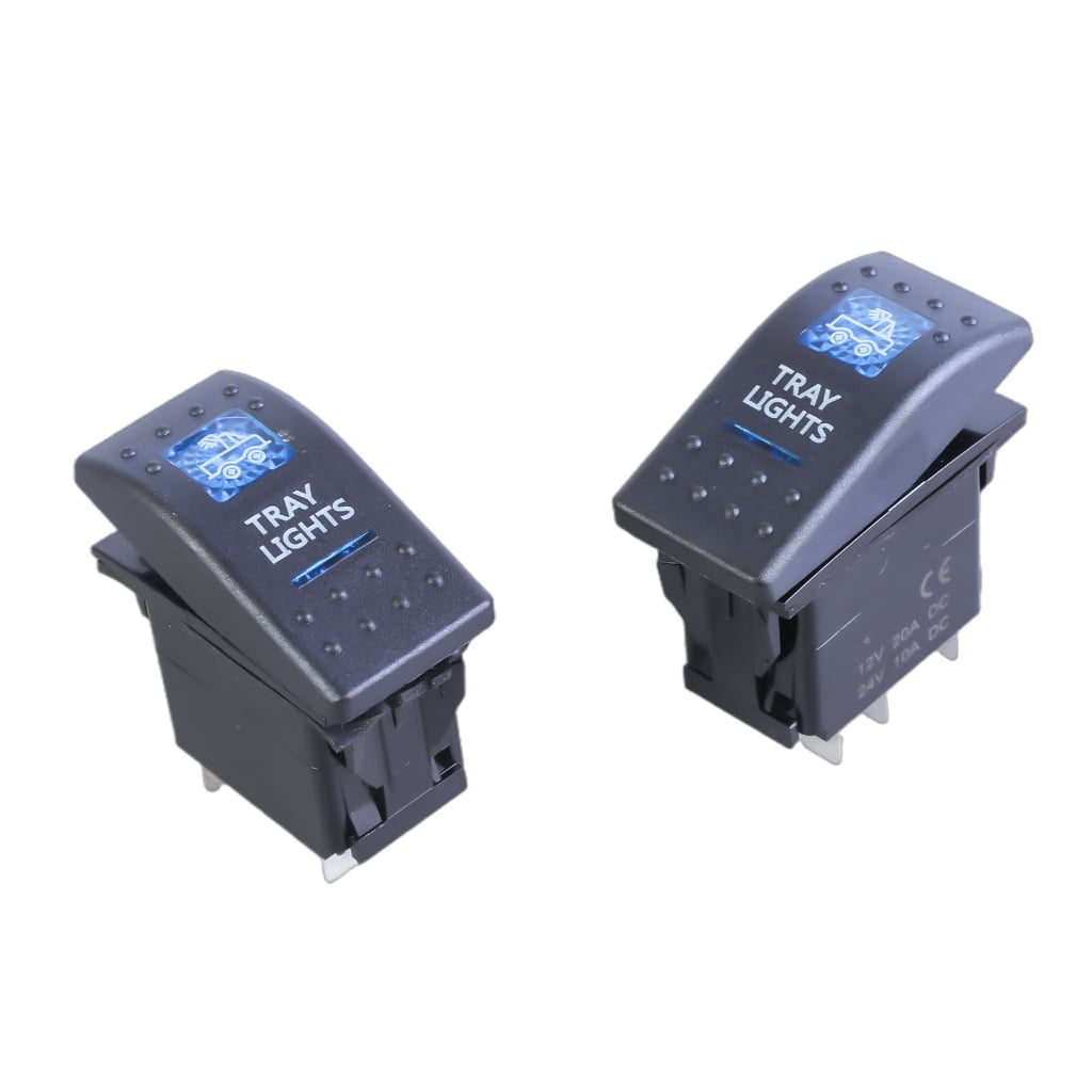 12V 20A Light Switches Blue LED Light 5 Pin 2 Position Rocker Toggle ...
