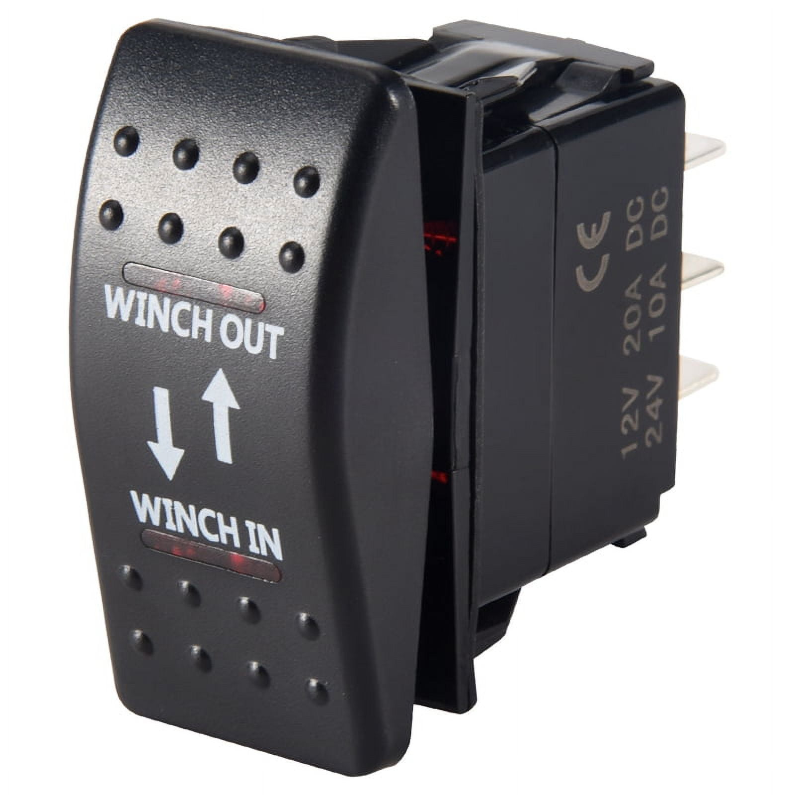 12V 20A Winch In Out ON-OFF-ON Rocker Switch 7 Pin LED RED - Walmart.com